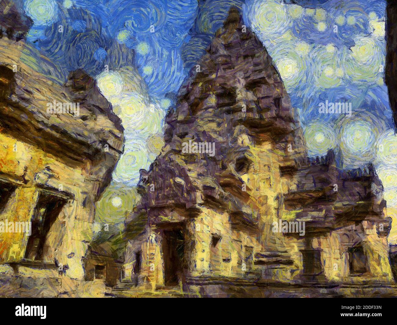 Landscape of ancient stone castle in Thailand Illustrations creates an ...