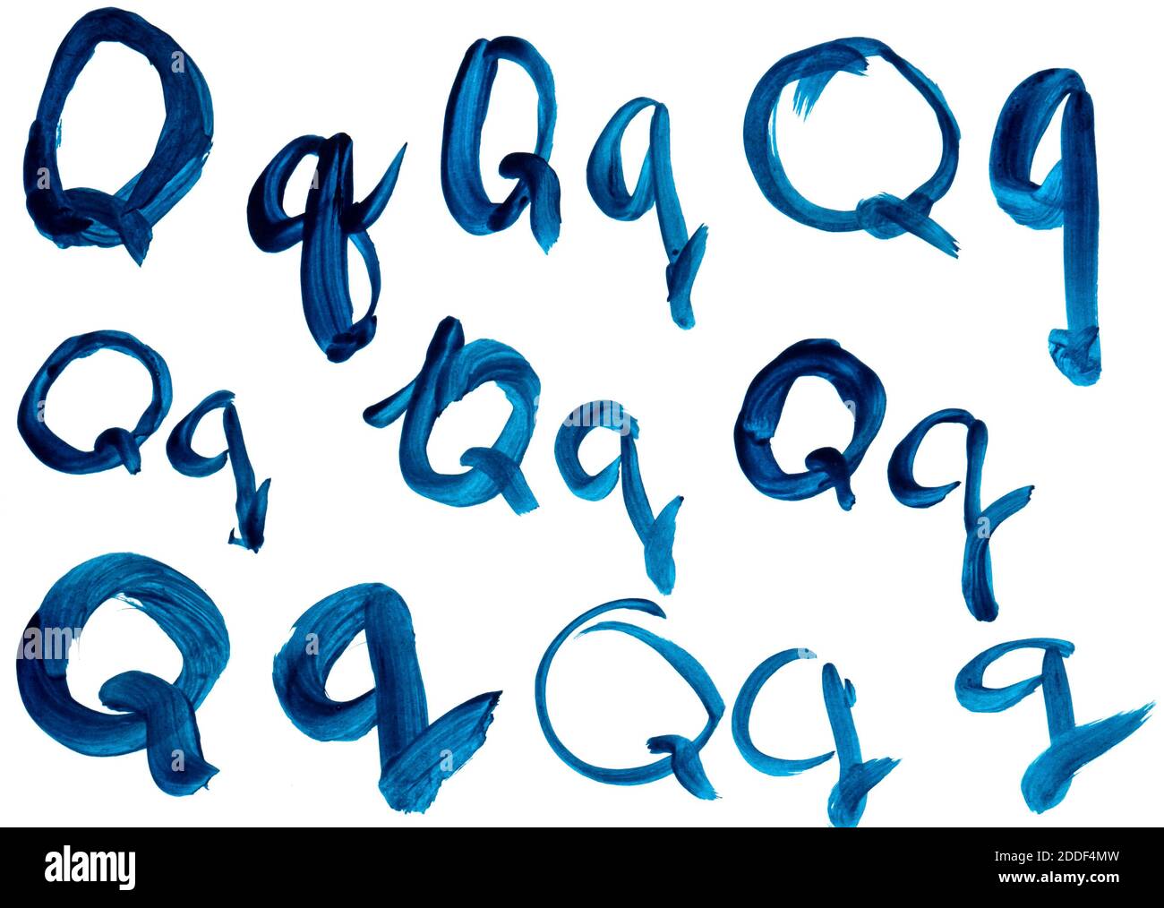 The letter Q is drawn in different versions Stock Photo - Alamy