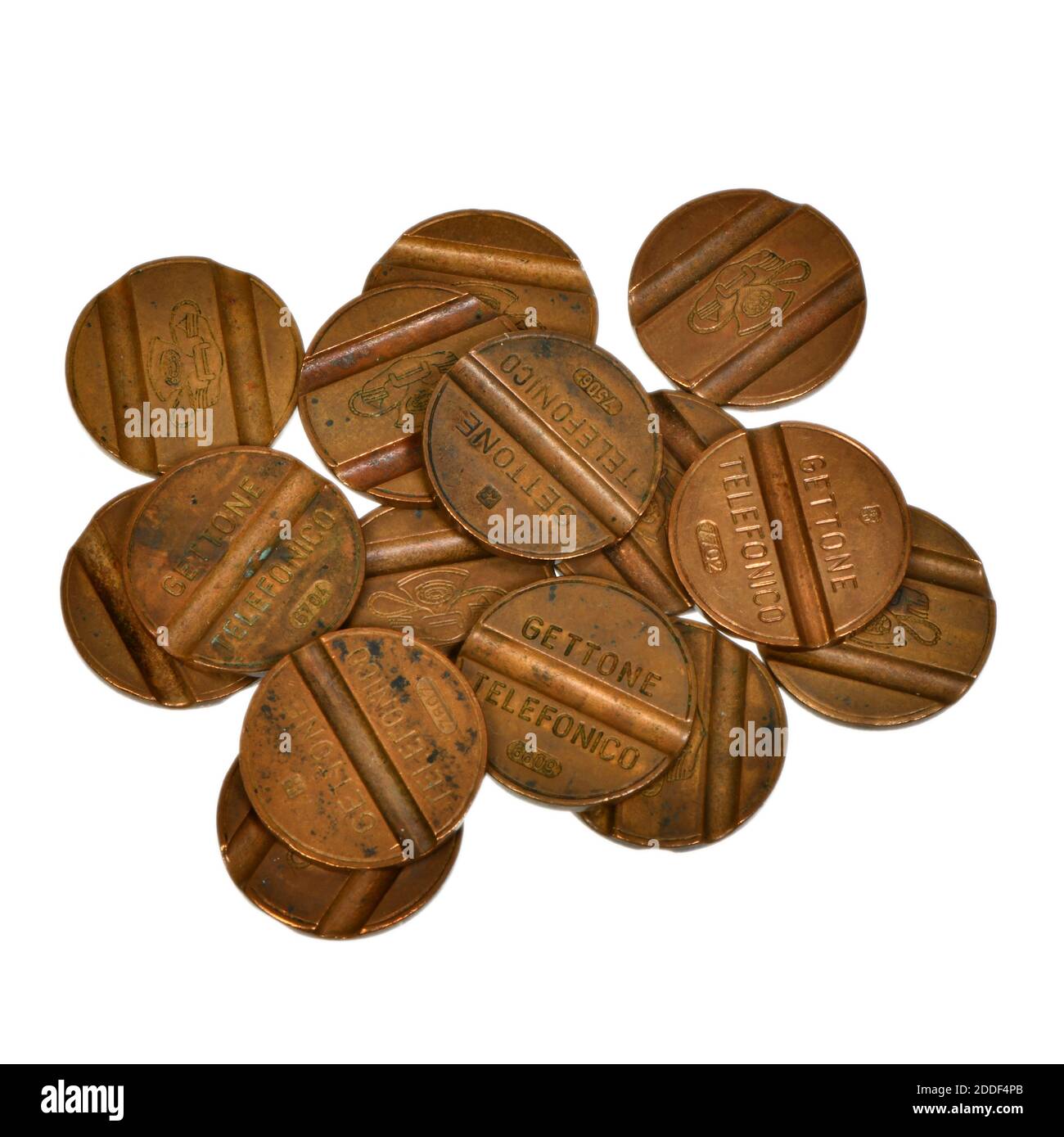 old Italian telephone token no longer in use isolated on white ...