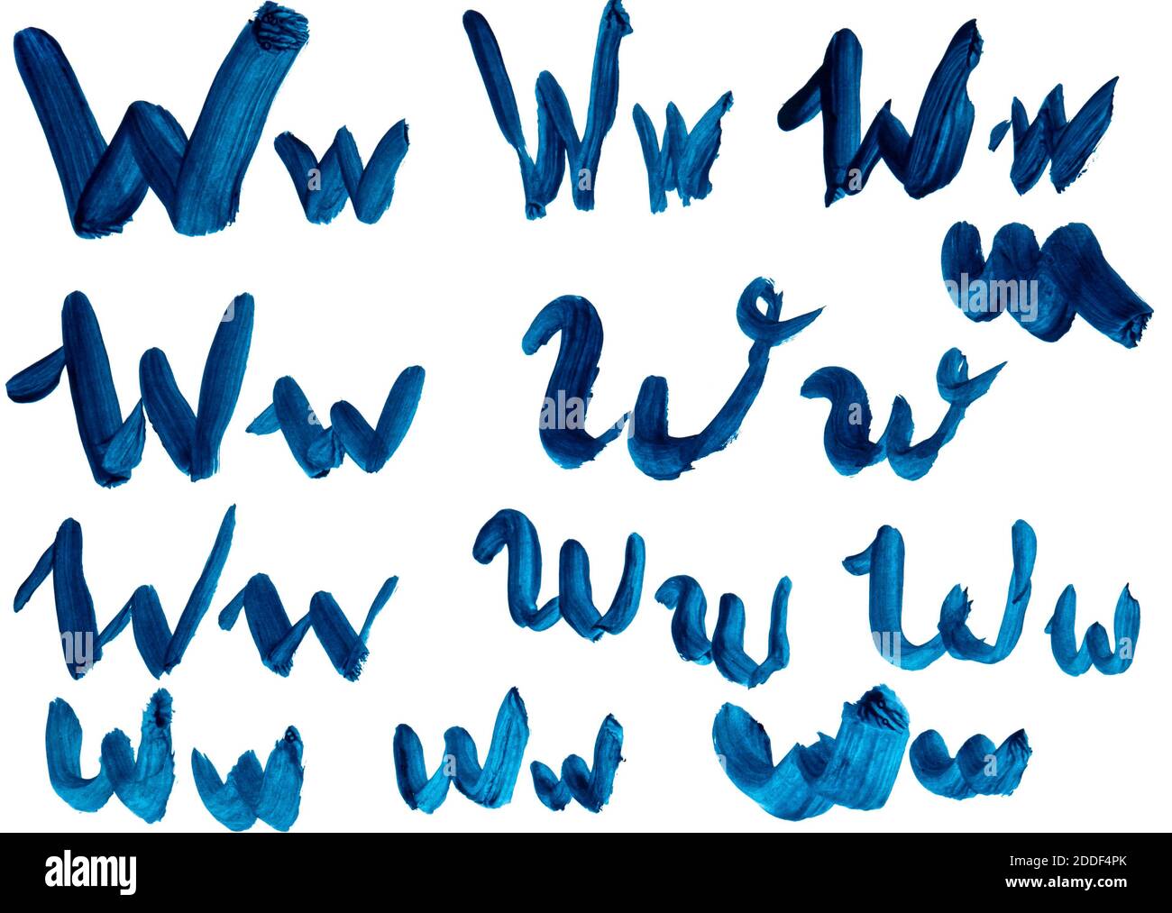 The letter W is drawn in different versions Stock Photo - Alamy