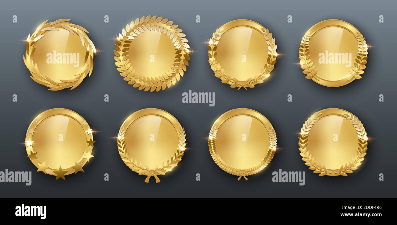 Gold 1st Place Medal Vector Metal Realistic Badge With 1st Place