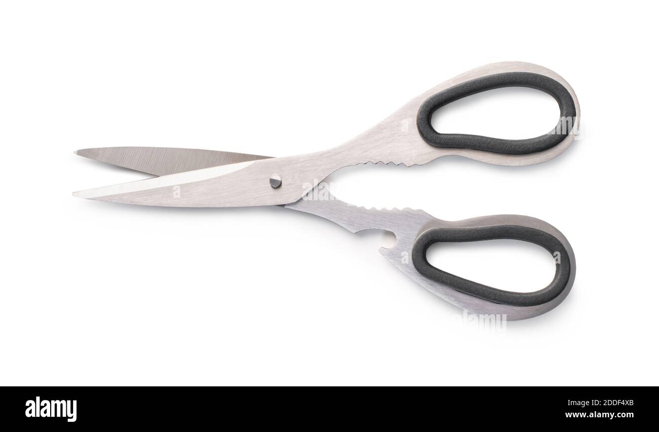 new kitchen scissors on a white isolated background Stock Photo - Alamy