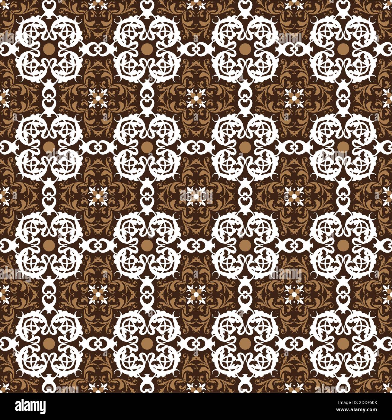 Seamless blend white and brown color on fabric Parang batik with simple ...