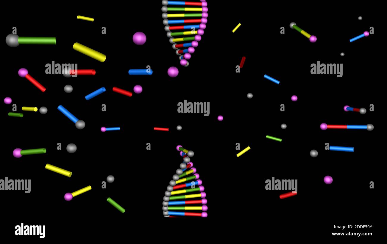 Colorful DNA molecule . DNA editing, repair, engineering. Extraction of ...