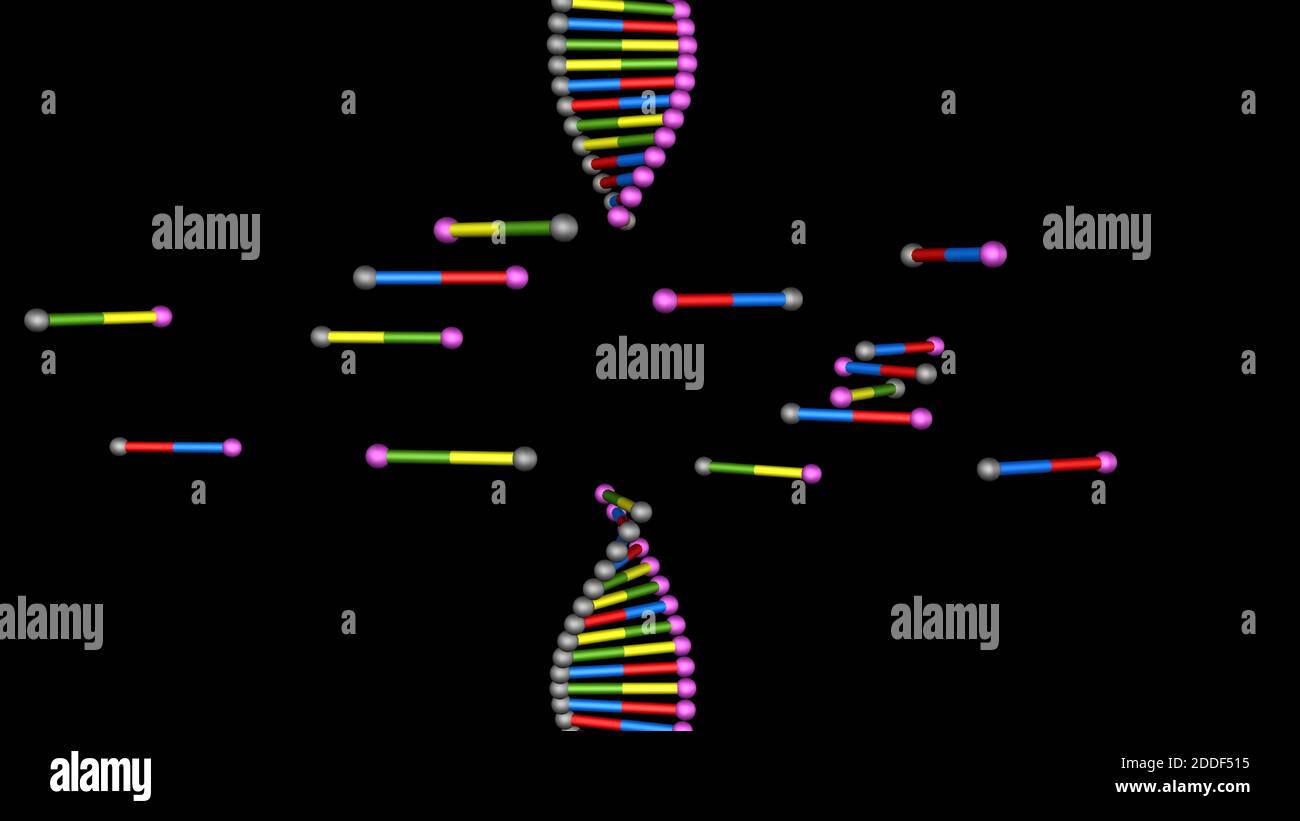 Colorful DNA molecule . DNA editing, repair, engineering. Extraction of ...