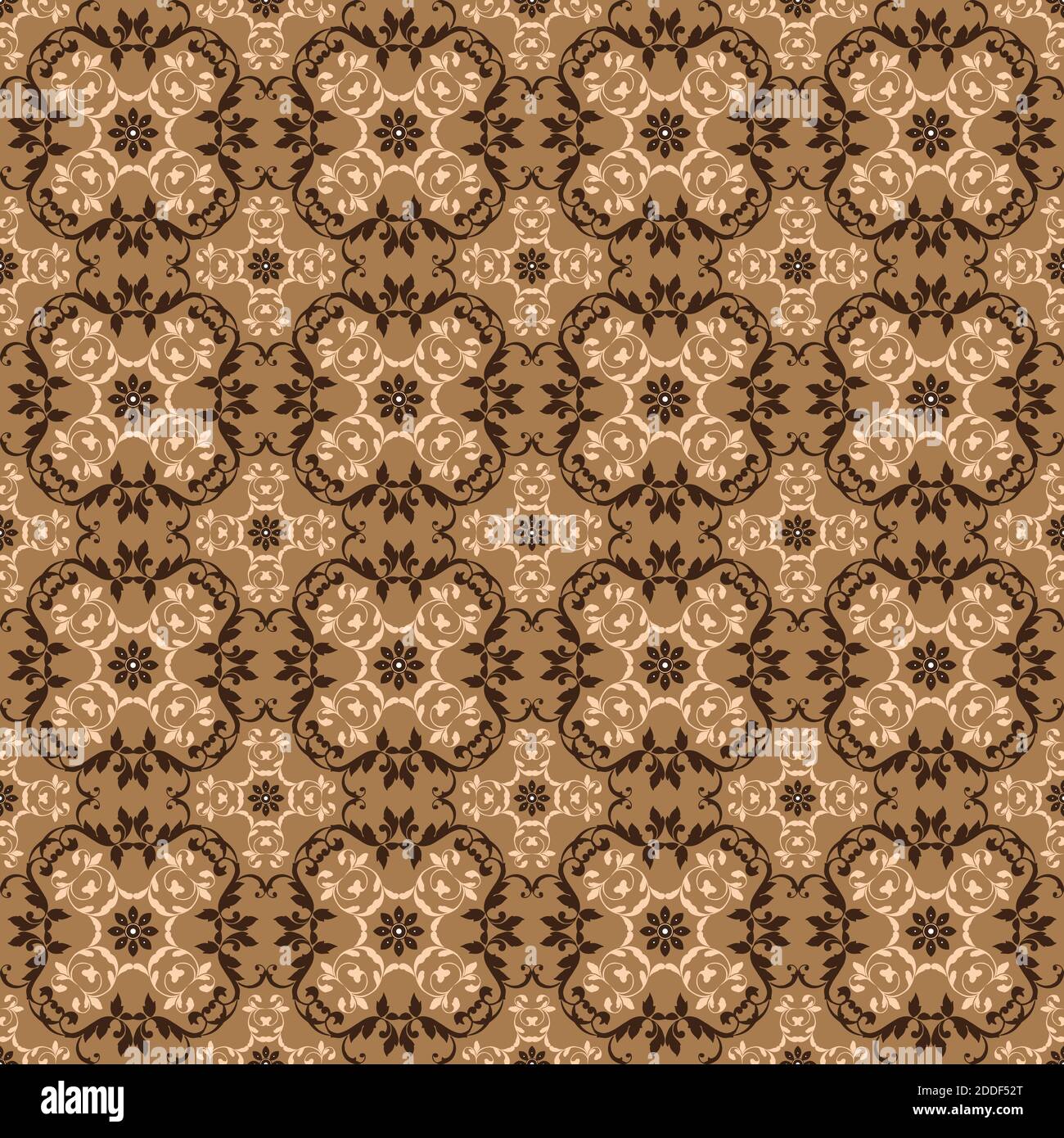 Vintage flower patterns on Parang batik with smooth brown color design ...
