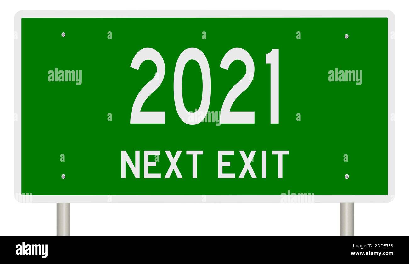 Green highway sign 2021 NEXT EXIT Stock Photo - Alamy