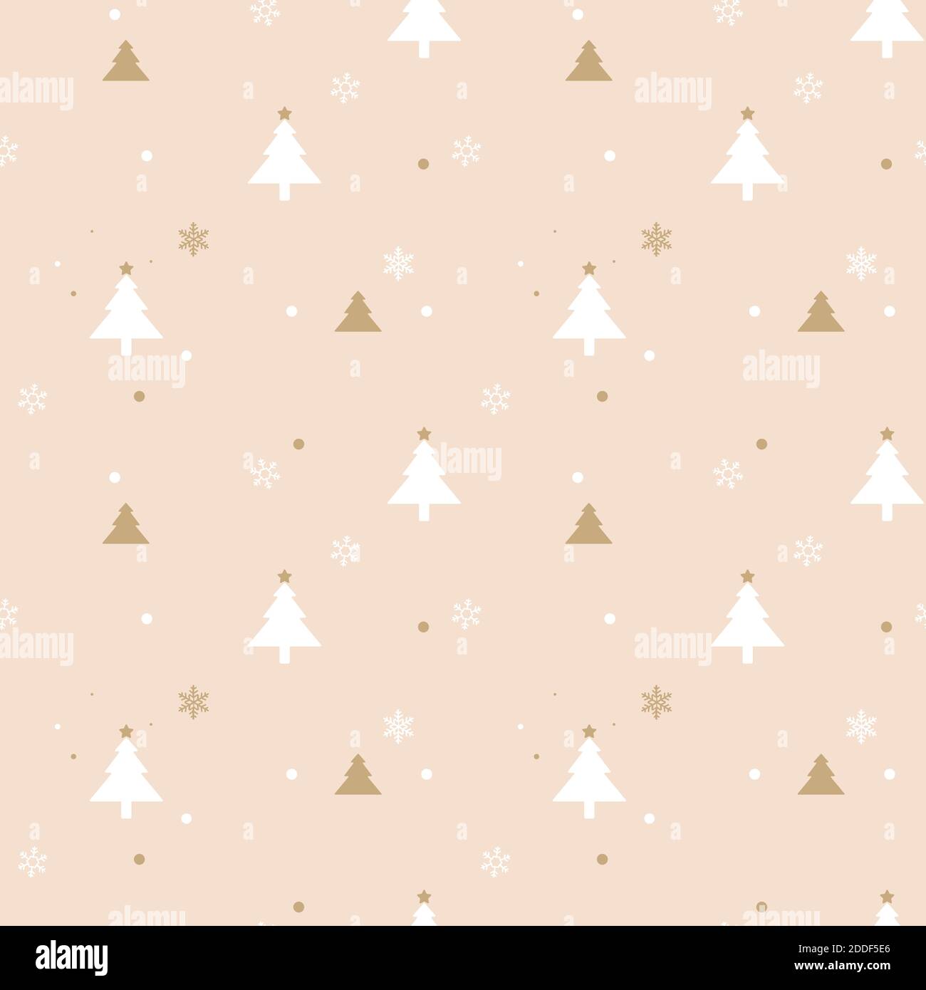 Christmas tree and snowflake seamless pattern on pastel beige color ...