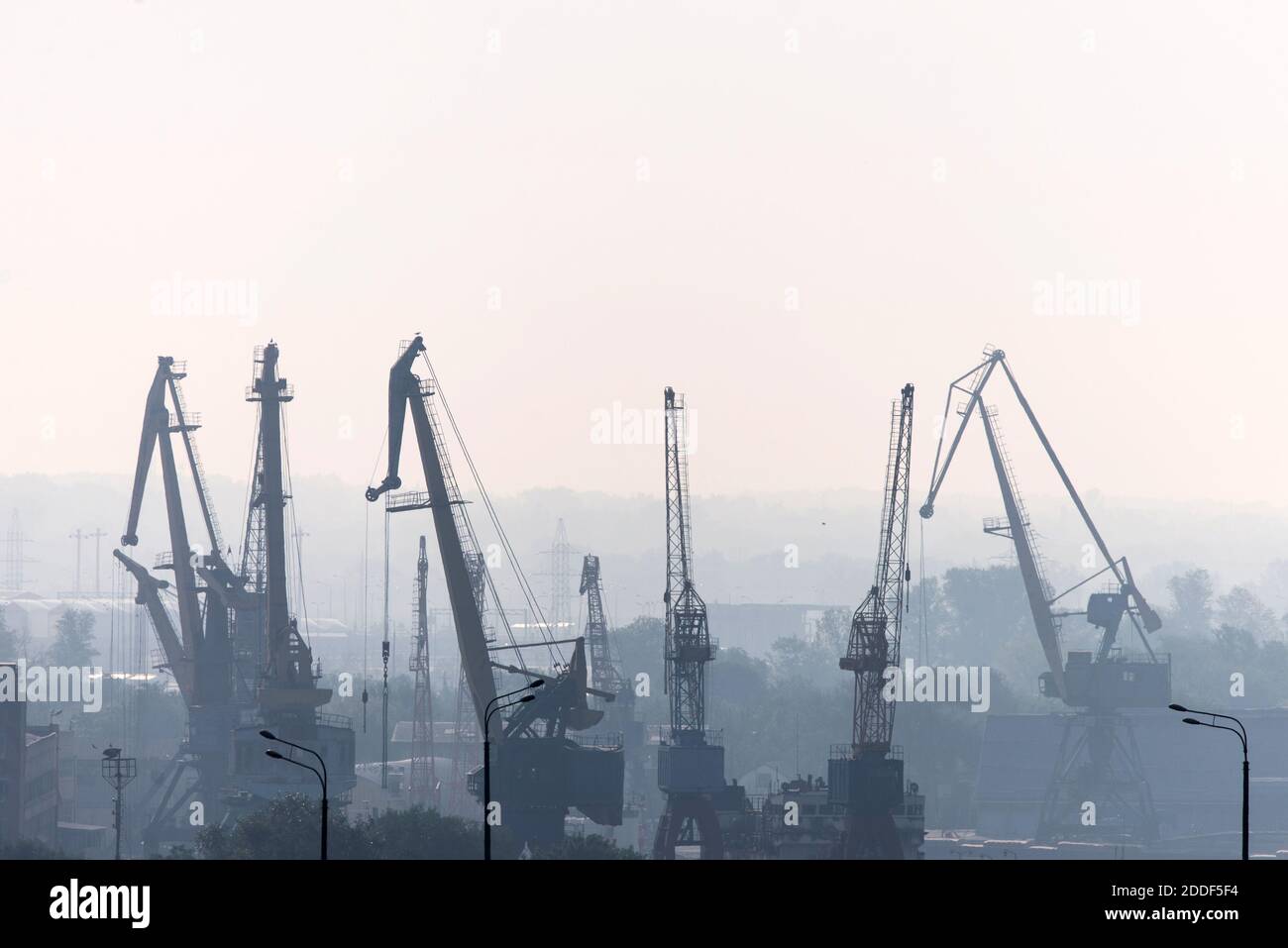 Air pollution at the pier. Bad air quality filled with dust causes of ...