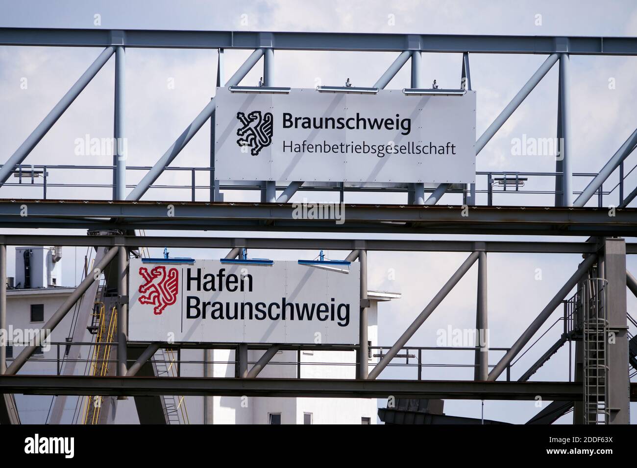Braunschweig, Germany, July 28., 2020: Lettering at the port entrance ...