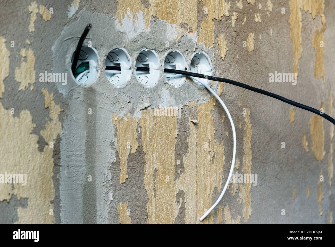 New electrical outlets on the wall Stock Photo - Alamy