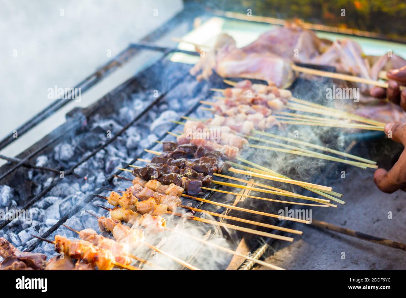 Street side barbecue grilling in Iloilo City, Philippines Stock Photo ...