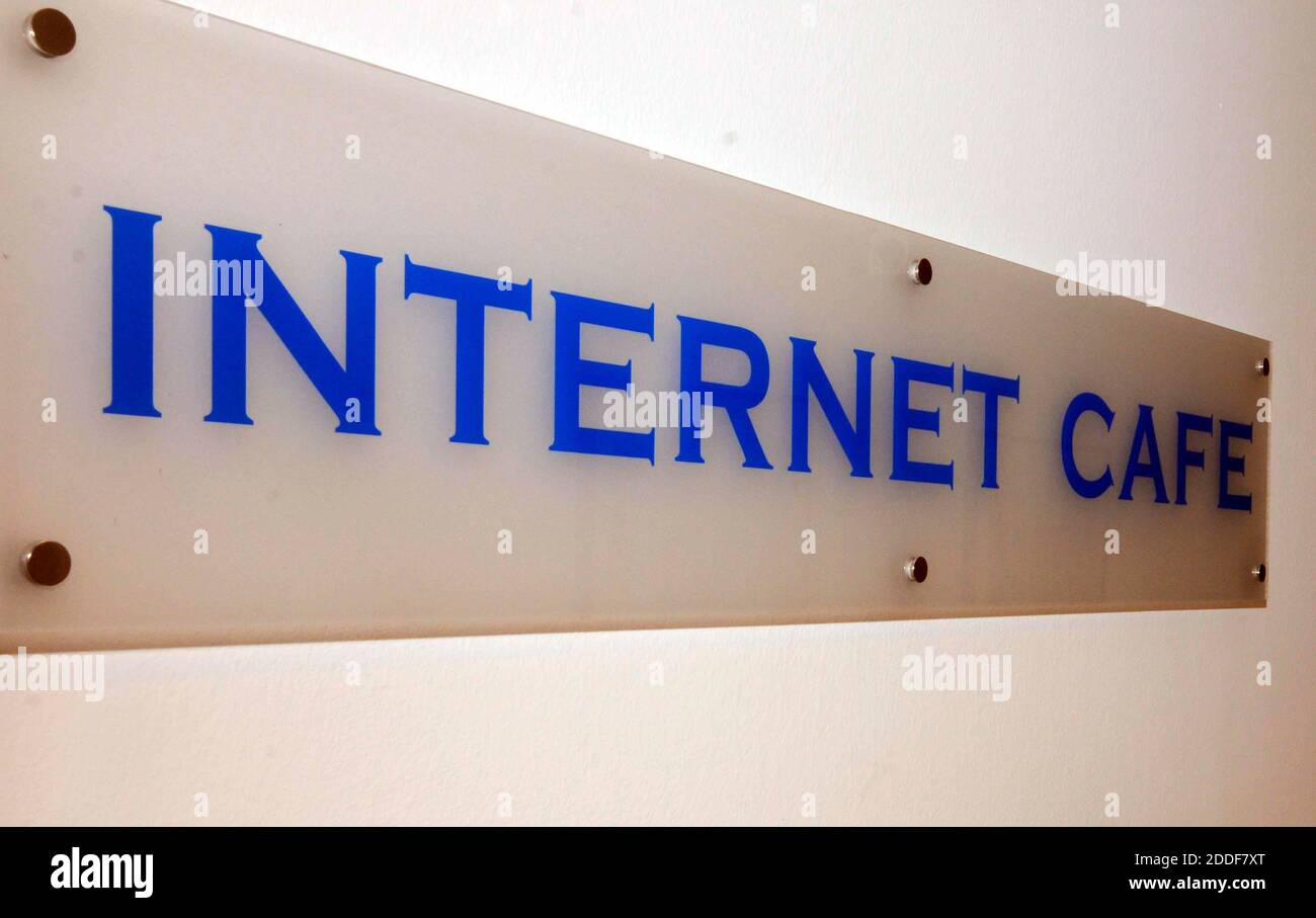 Internet Cafe sign with blue font, online connection and access Stock ...