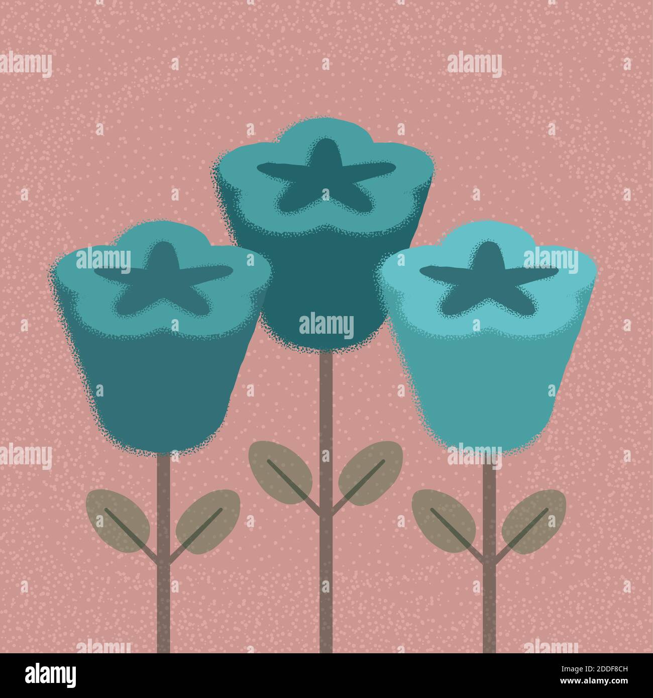 Vector drawing of some flowers with grain and noise texture Stock ...