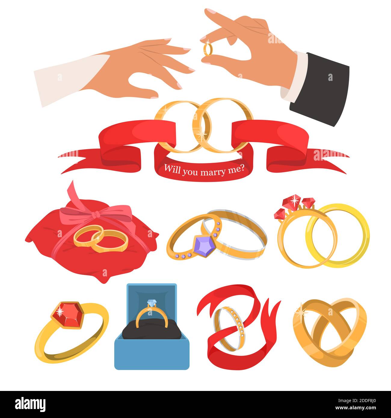 Wedding jewelery set, flat vector isolated illustration Stock Vector ...