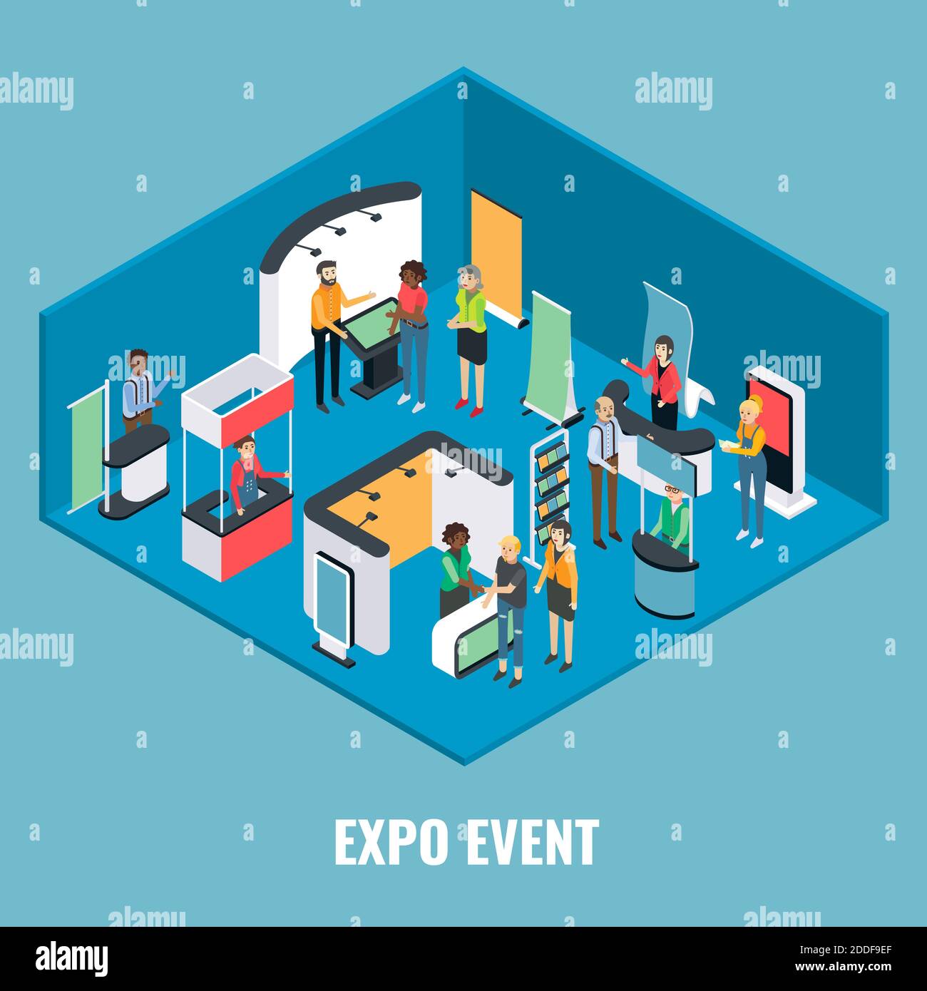 Expo event concept vector flat isometric illustration Stock Vector ...