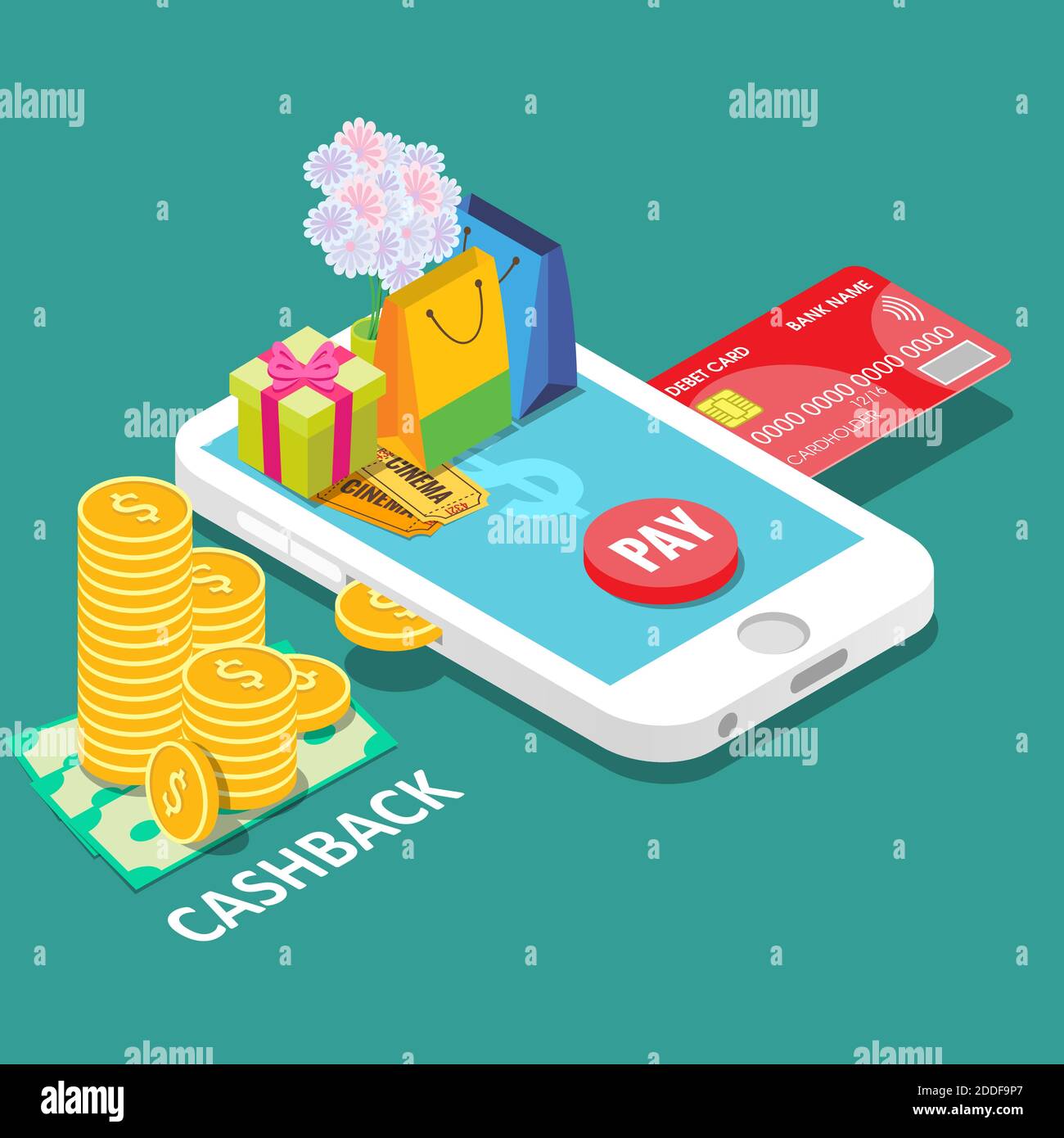 Cash back or money refund concept vector isometric illustration Stock ...