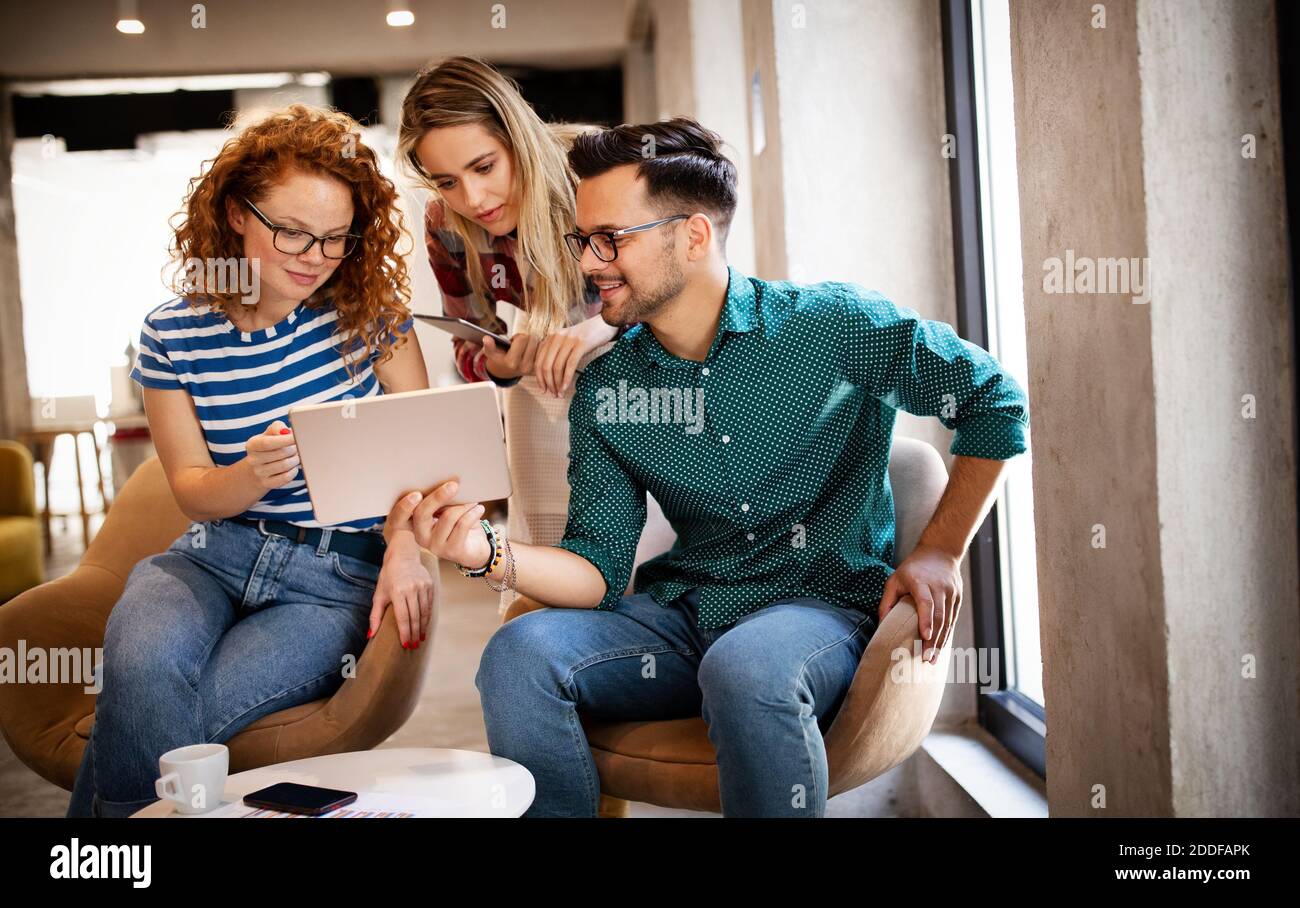 Business people friends discussing brainstorming ideas at meeting Stock ...