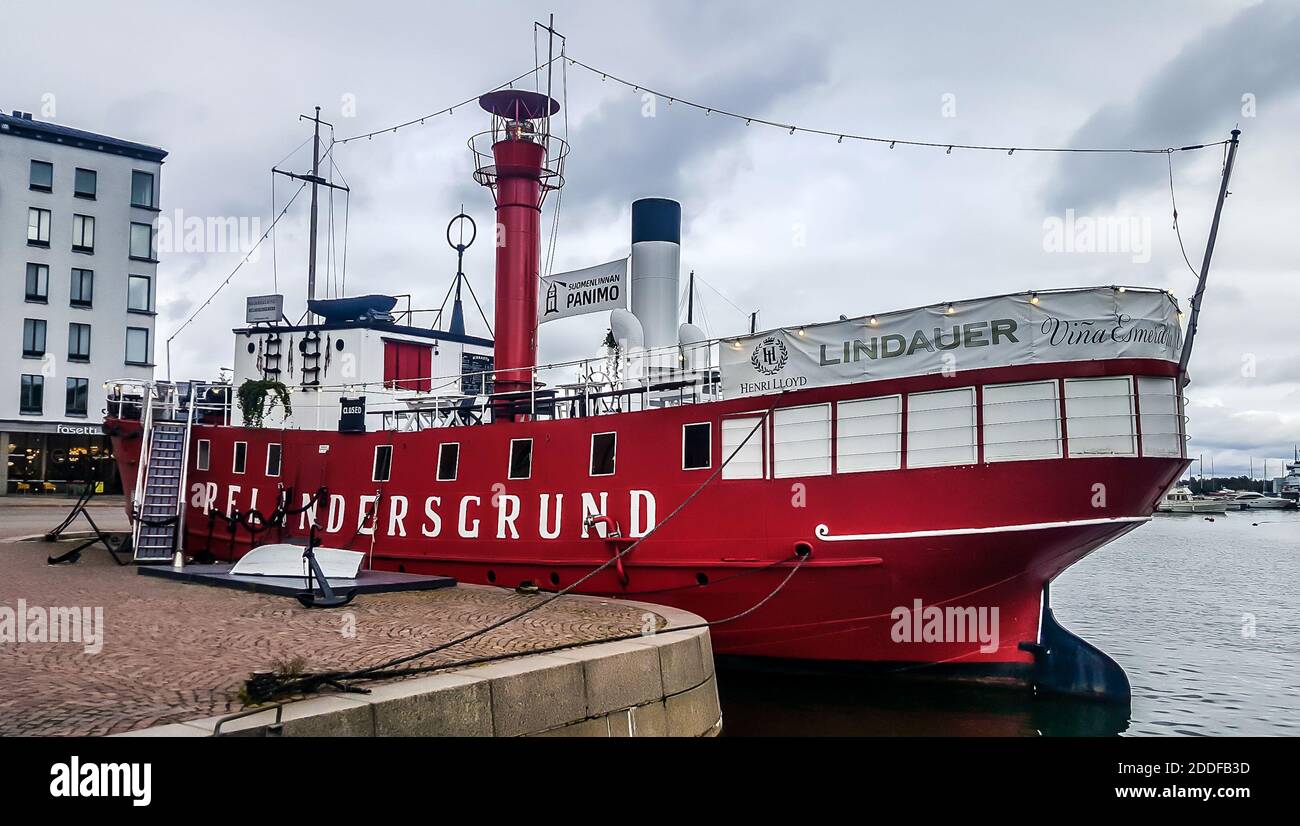 Historic red lightship Relandersgrund. Now restaurant. Helsinki ...
