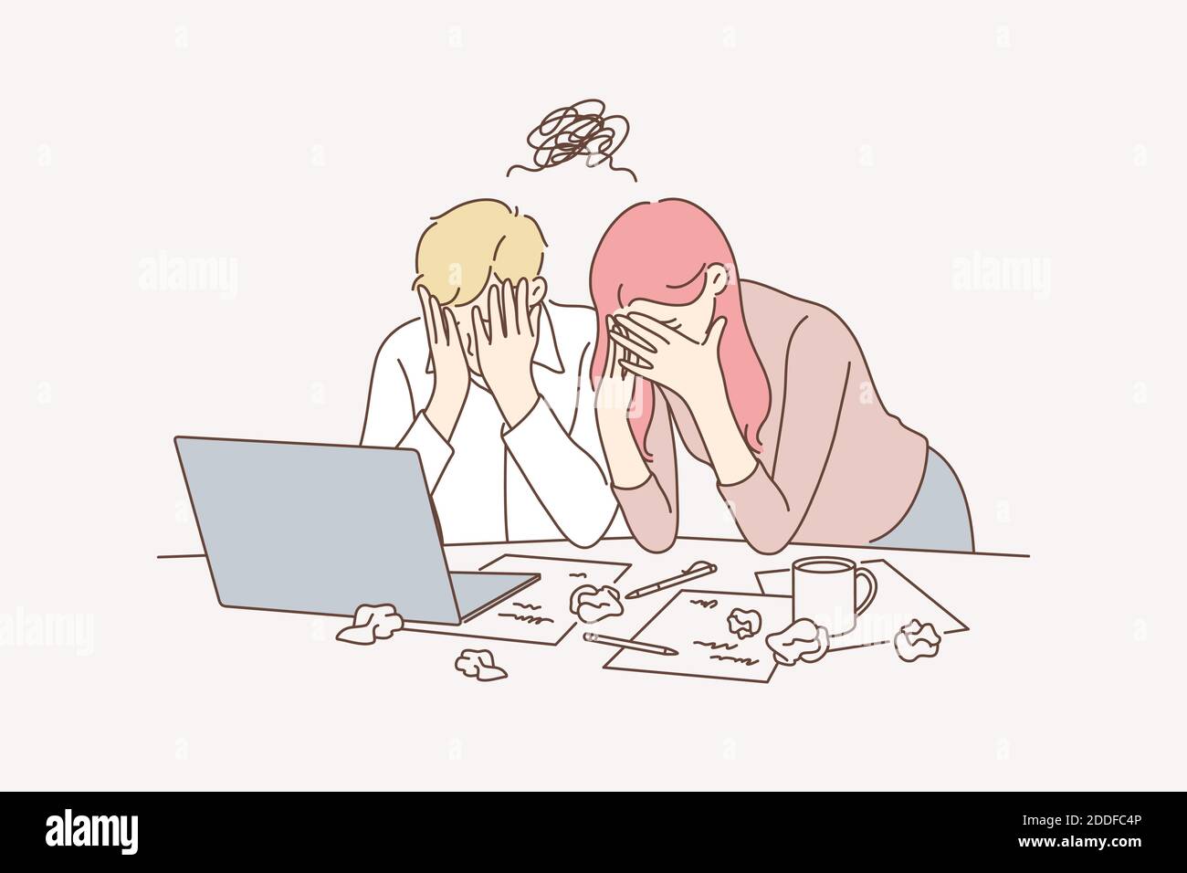 Business team, stress, depression, frustration, failure concept ...