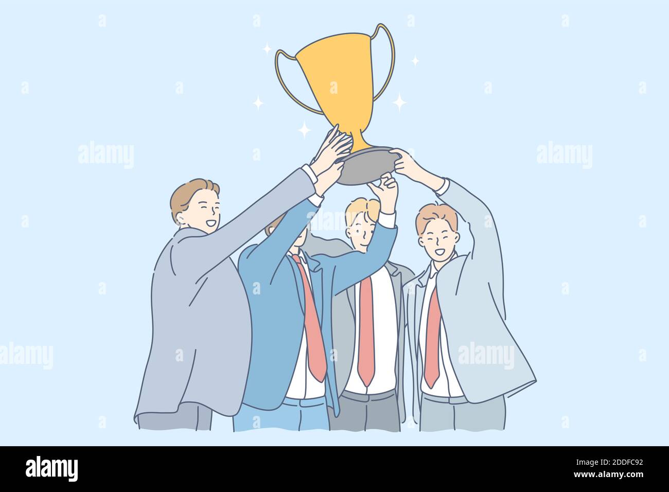 Young businessmen trophy cup characters hi-res stock photography and ...