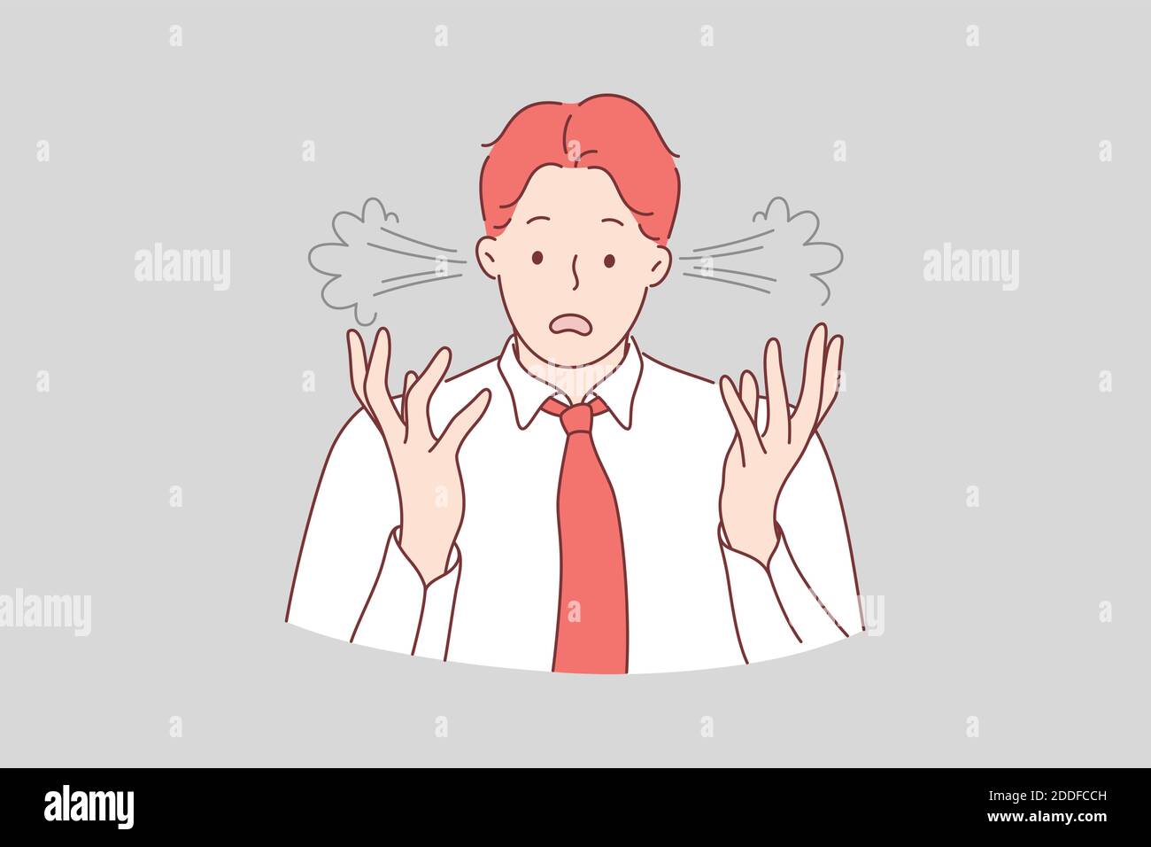 Fatigue, stress, anger, overload, perplexity, business concept. Young ...
