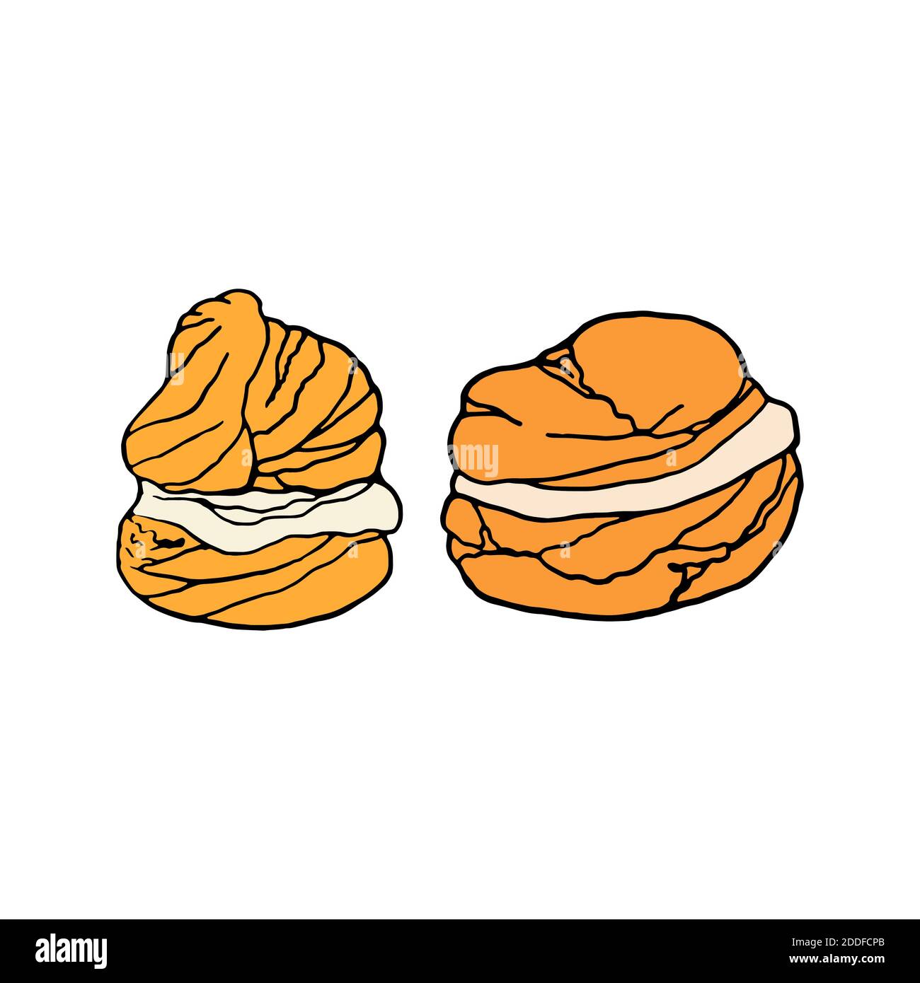 Vector hand drawn profiterole. French cuisine dessert. Design sketch ...