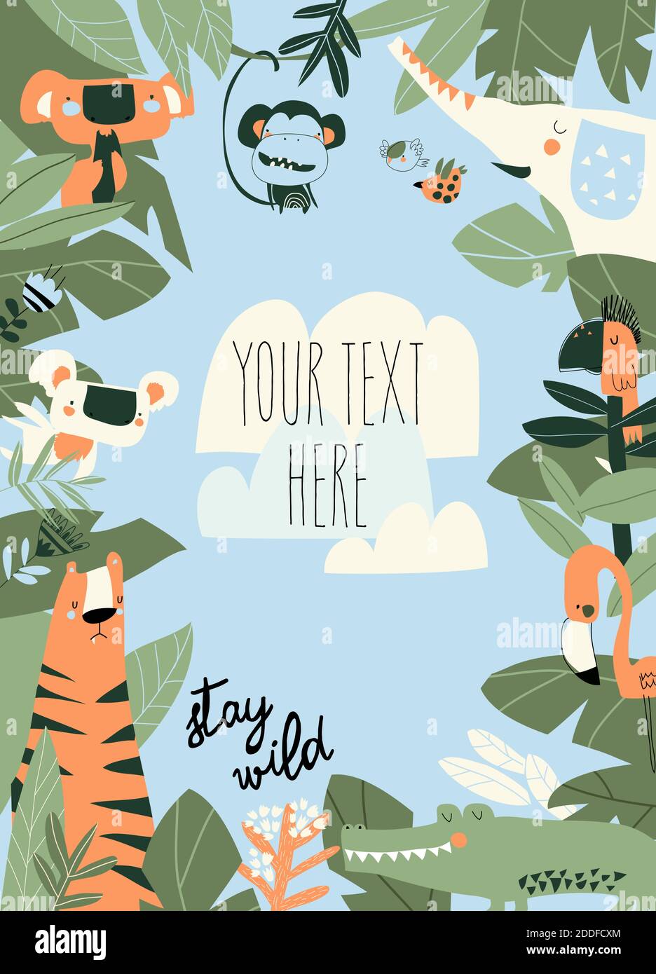 Cartoon Jungle Animals Frame with copy space Stock Vector Image & Art ...