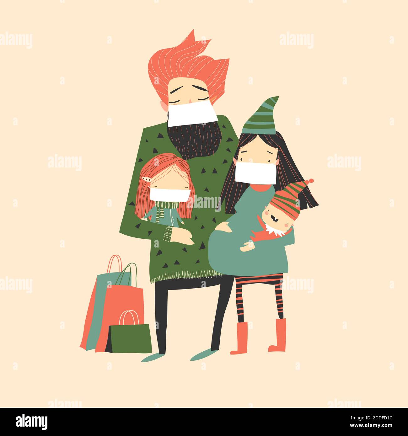 Mother wearing face child Stock Vector Images - Alamy