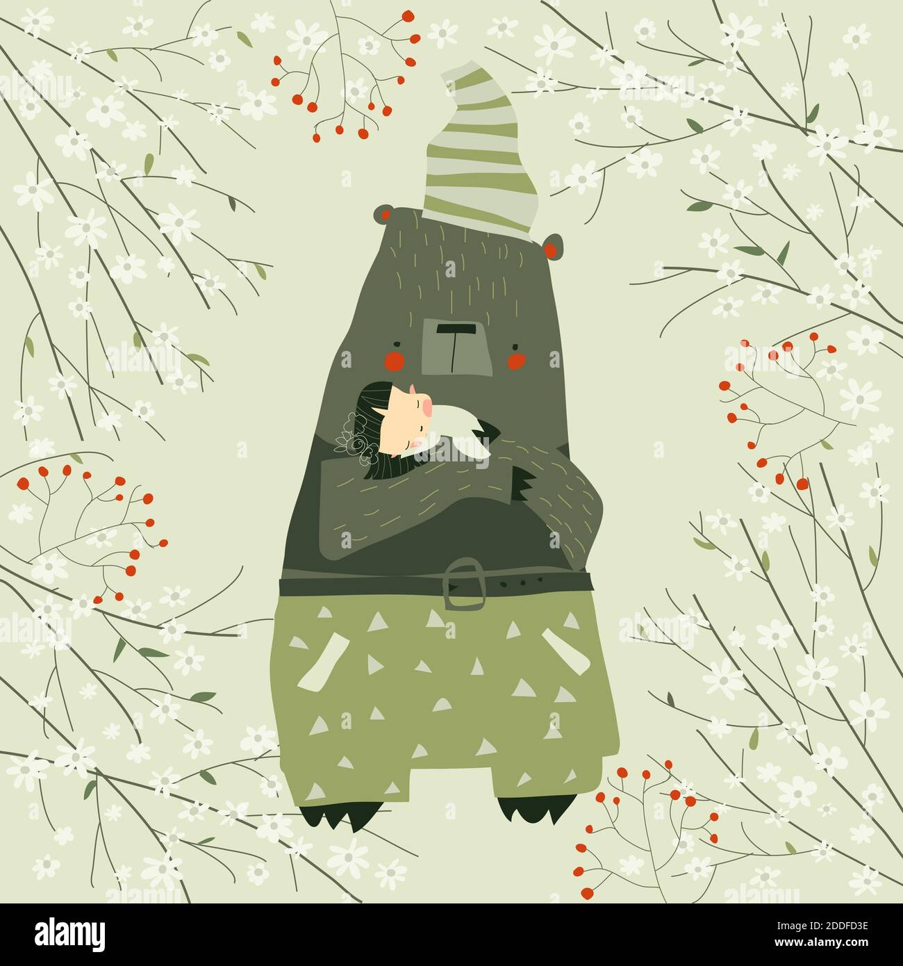 Girl sleep bear Stock Vector Images - Alamy