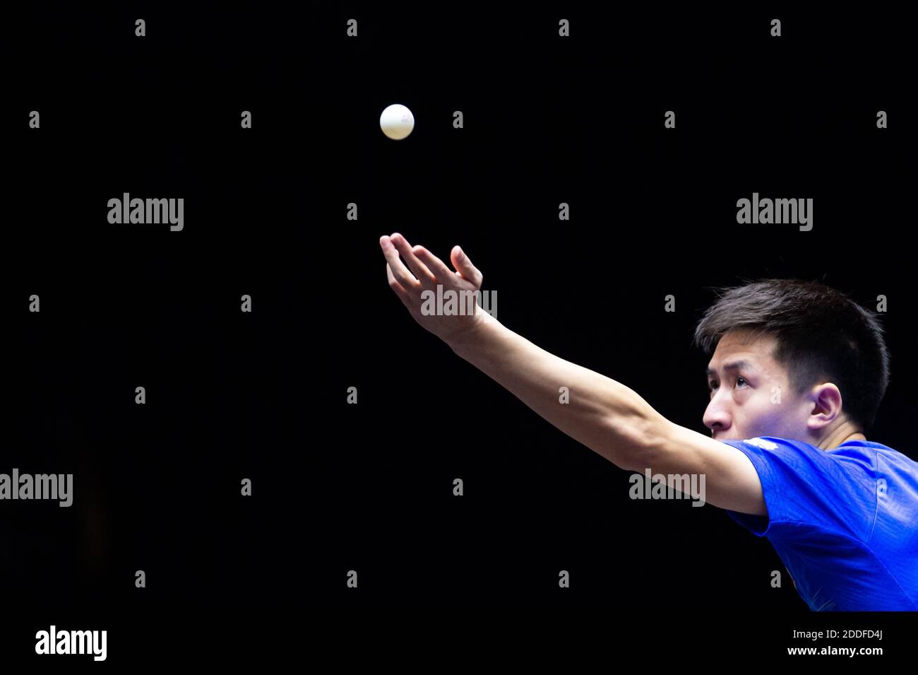 Macao, China. 25th Nov, 2020. Fang Bo of China serves during the men's ...