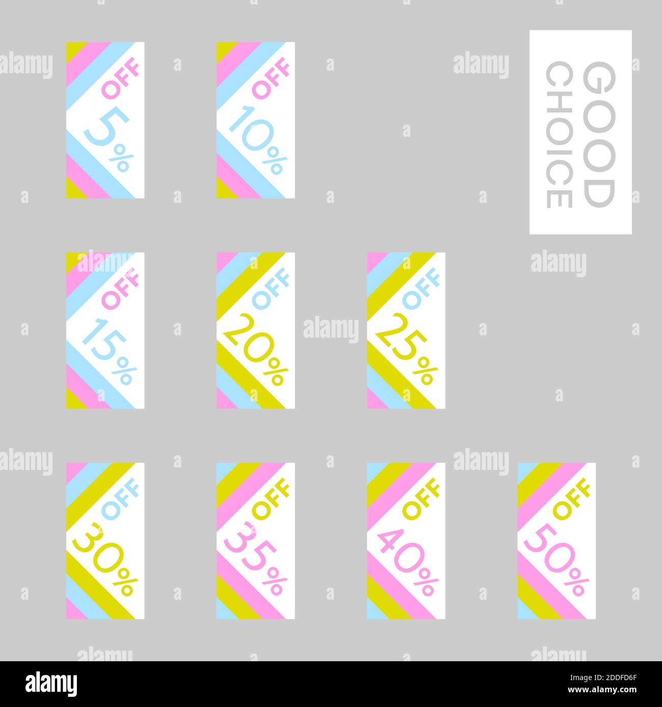 Set of editable discount labels with percent symbols. Geometric ...