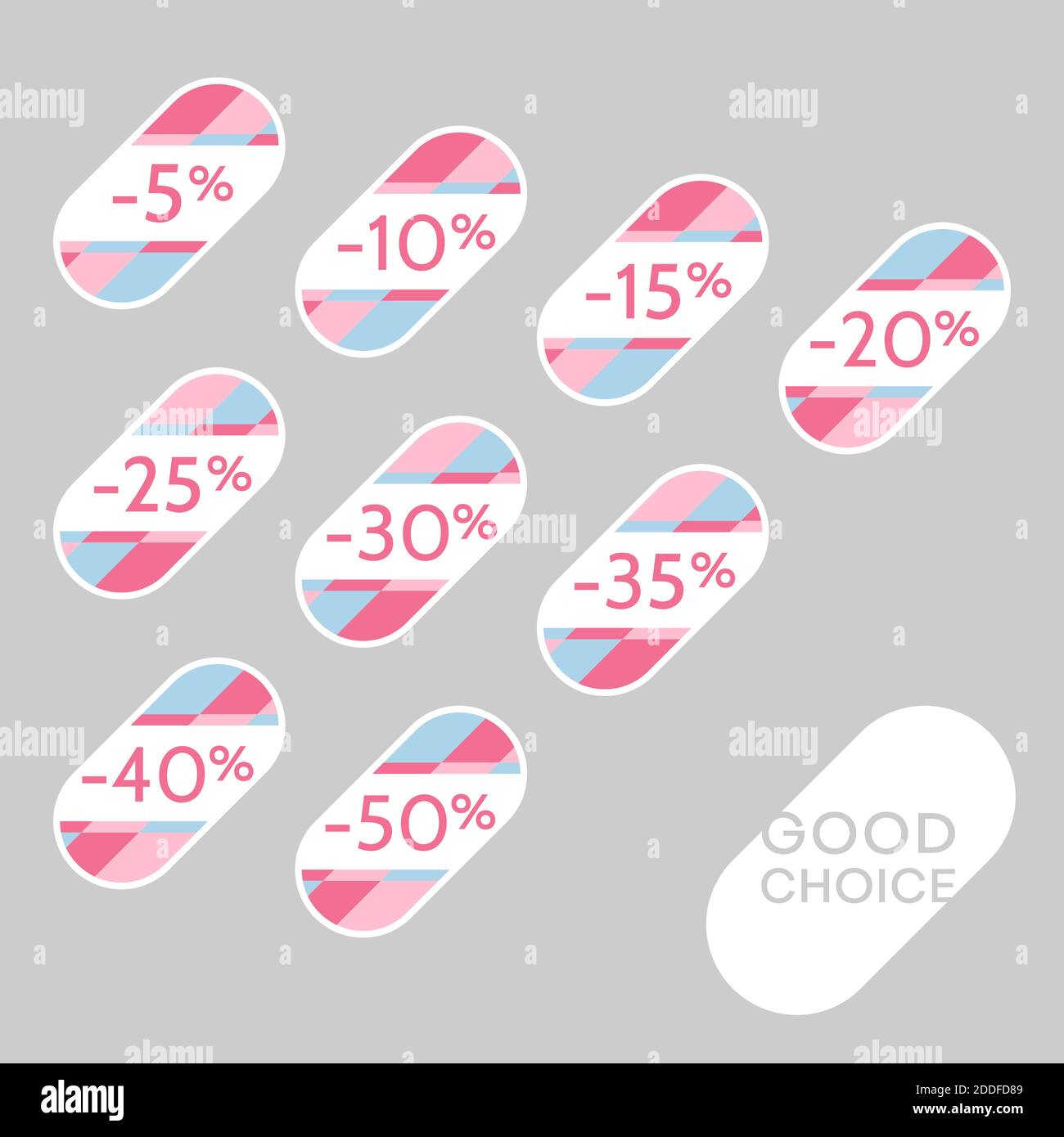 Set of editable discount labels with percent symbols. Geometric ...