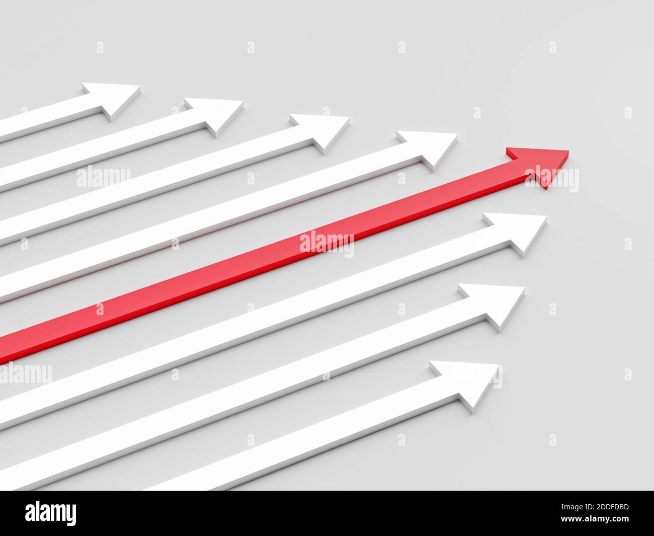 Leadership concept. One red leader arrow leading team forward. 3d ...