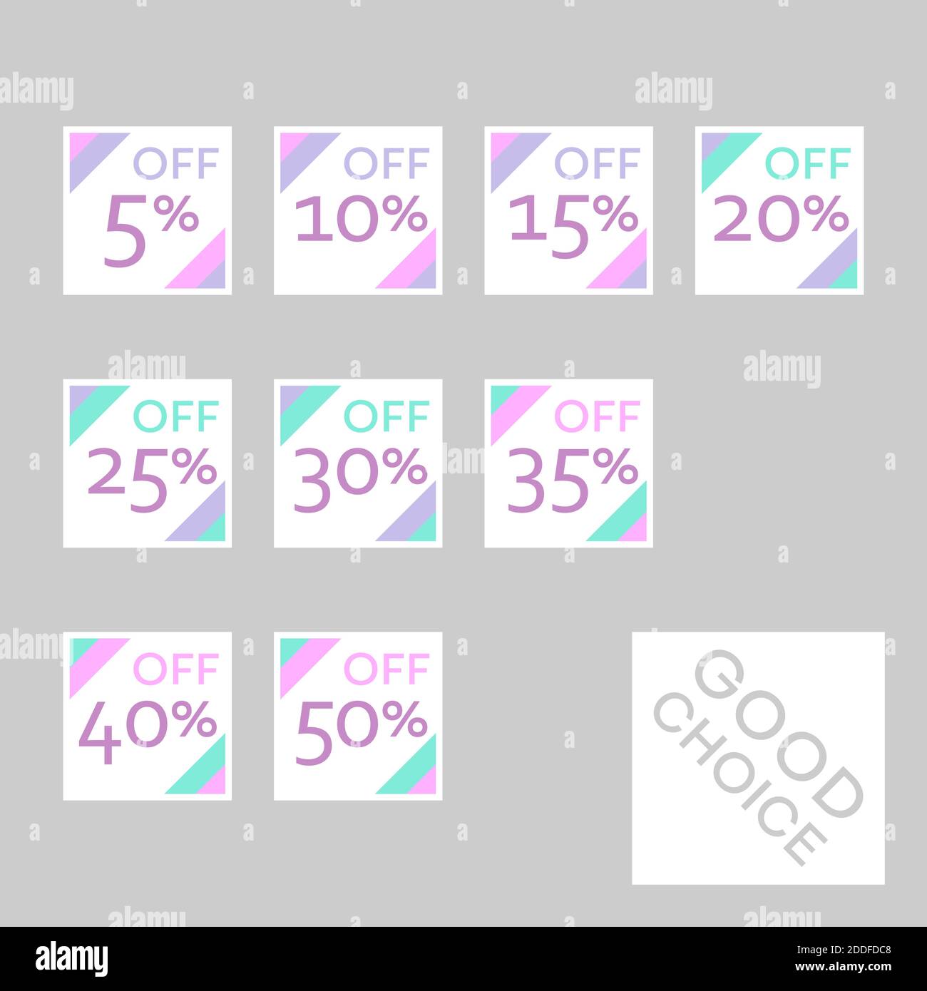Set of editable discount labels with percent symbols. Geometric ...
