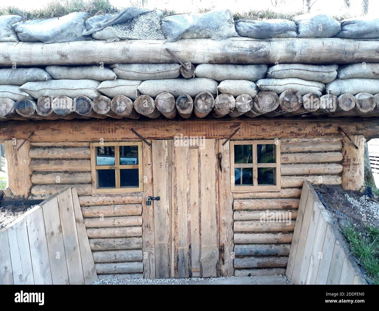 Blindage vintage ancient wooden dugout WW1 Latvian riflemen battle ...