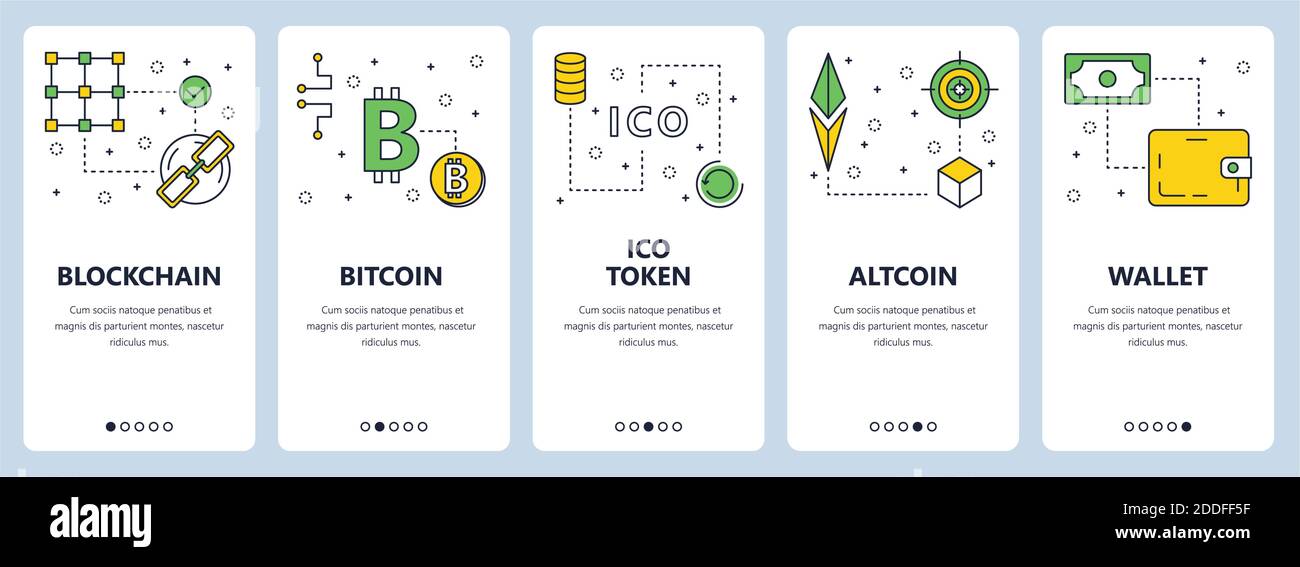 Vector modern thin line blockchain concept web banners Stock Vector ...