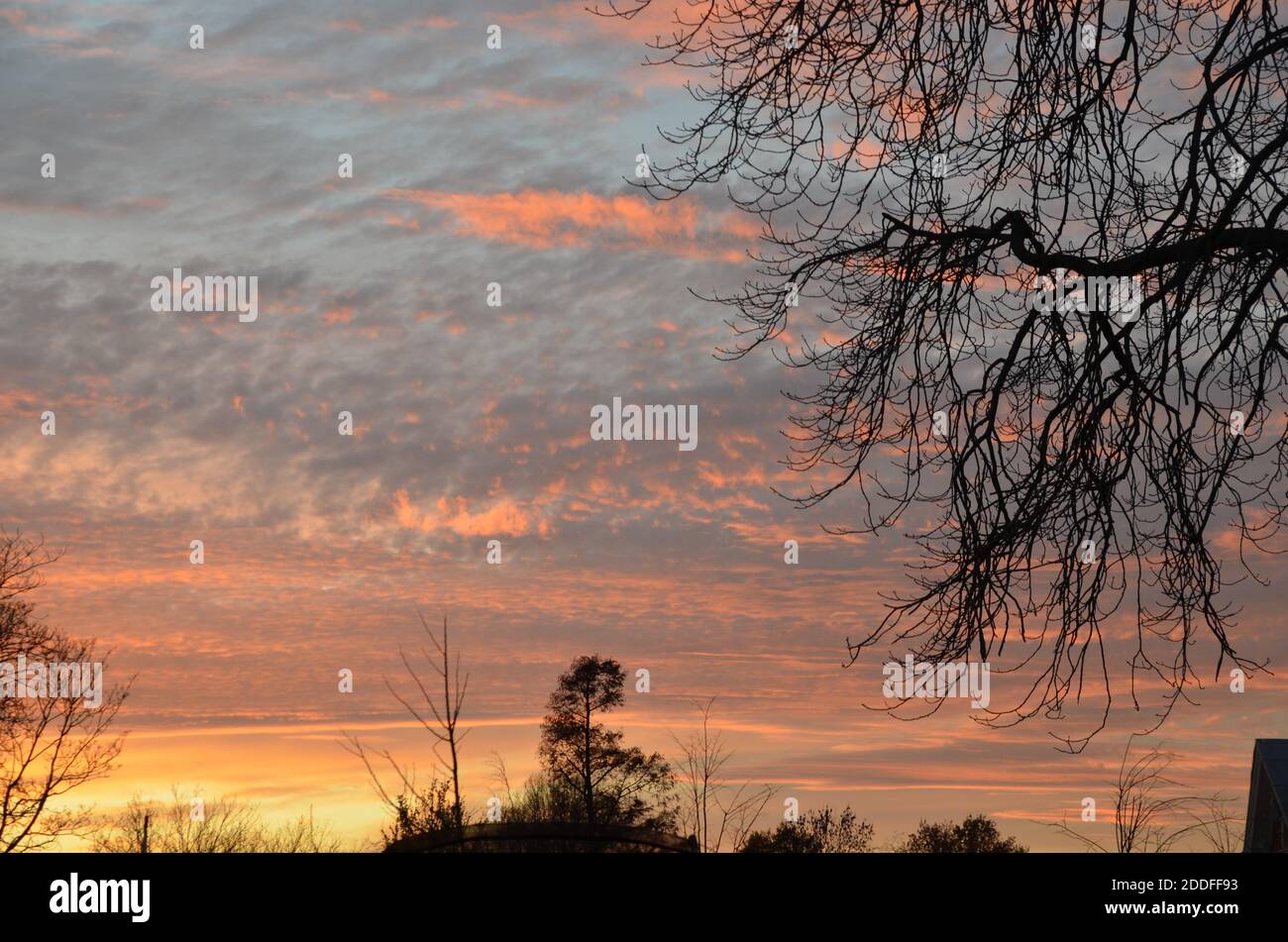 dramatic pink clouded sunset over north london england UK 25th ...