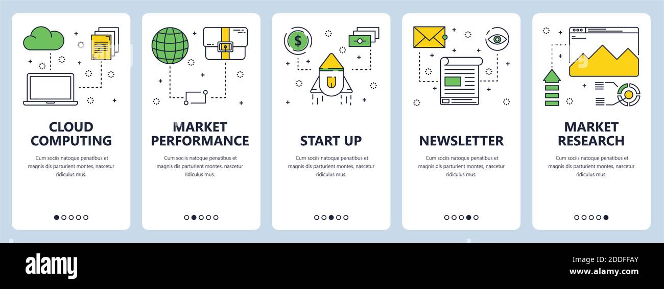 Vector Modern Thin Line Cloud Computing Concept Web Banner Set Stock