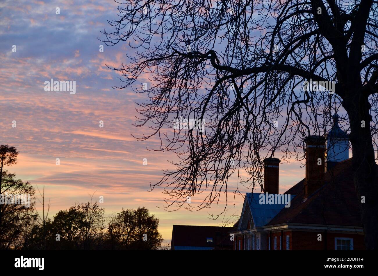 dramatic pink clouded sunset over north london england UK 25th ...
