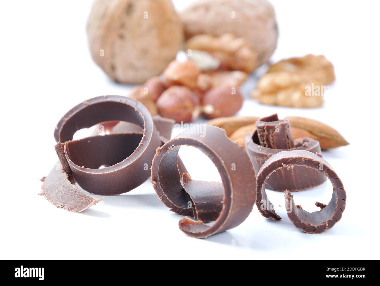 Chocolate, table, pieces, on white background Stock Photo - Alamy