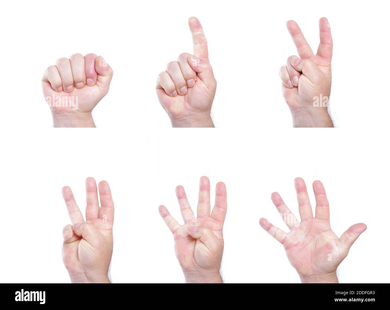 Numbers by hand, isolated on white Stock Photo - Alamy