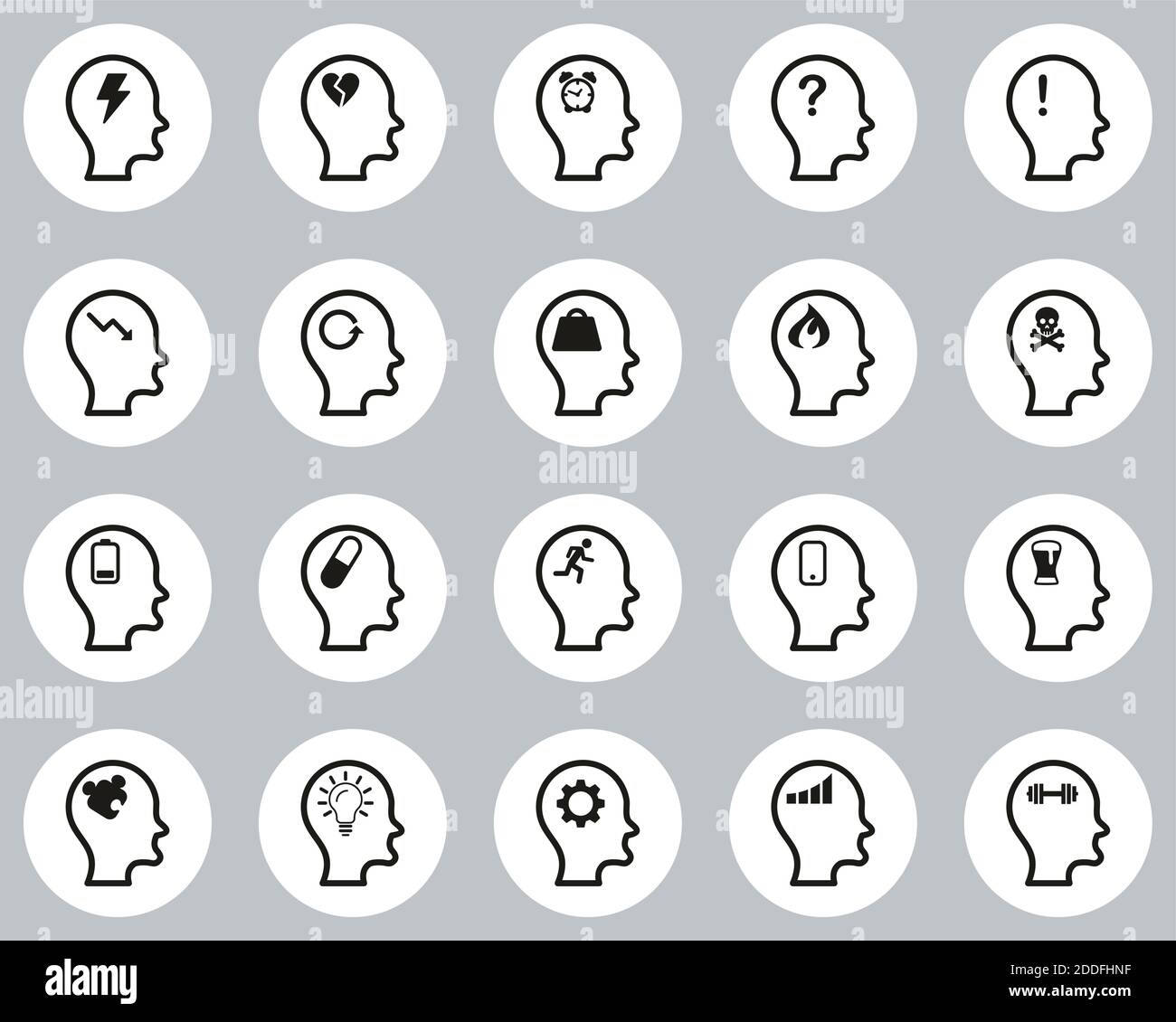 Stress & Pressure Icons Black & White Flat Design Circle Set Big Stock ...