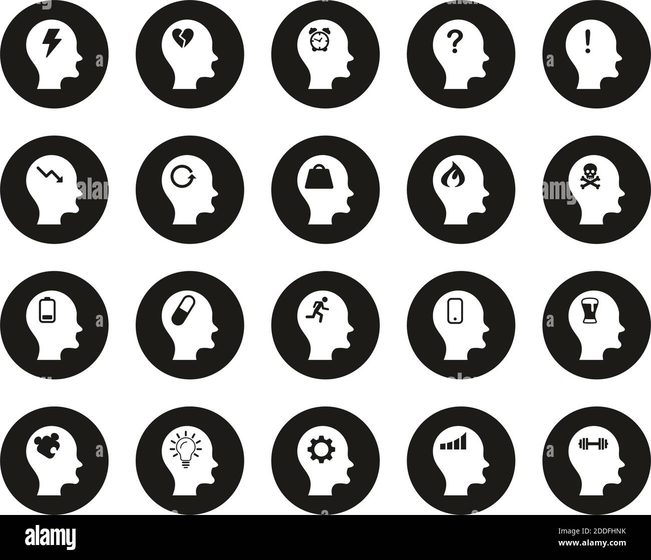 Stress & Pressure Black Icons White On Black Flat Design Circle Set Big ...