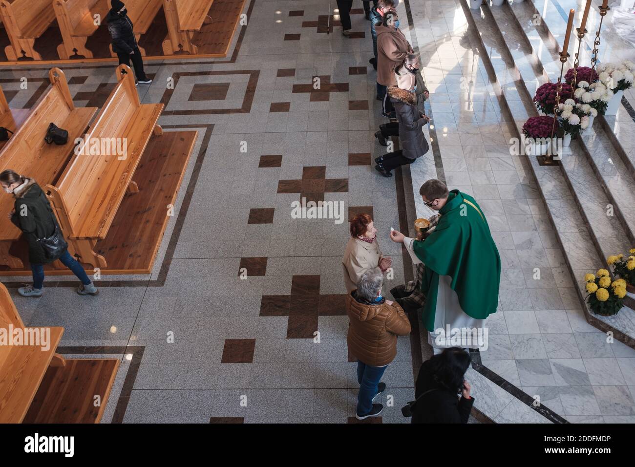LUBIN, POLAND - NOVEMBER 19, 2020. Holy Mass in the Church during ...