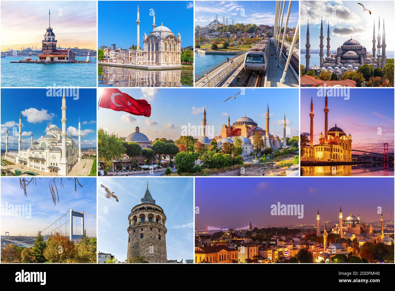 Famous place of Istanbul, Turkey in the collage Stock Photo - Alamy