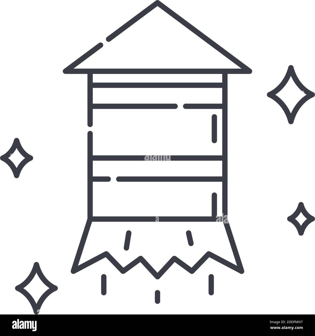 Firework rocket icon, linear isolated illustration, thin line vector ...