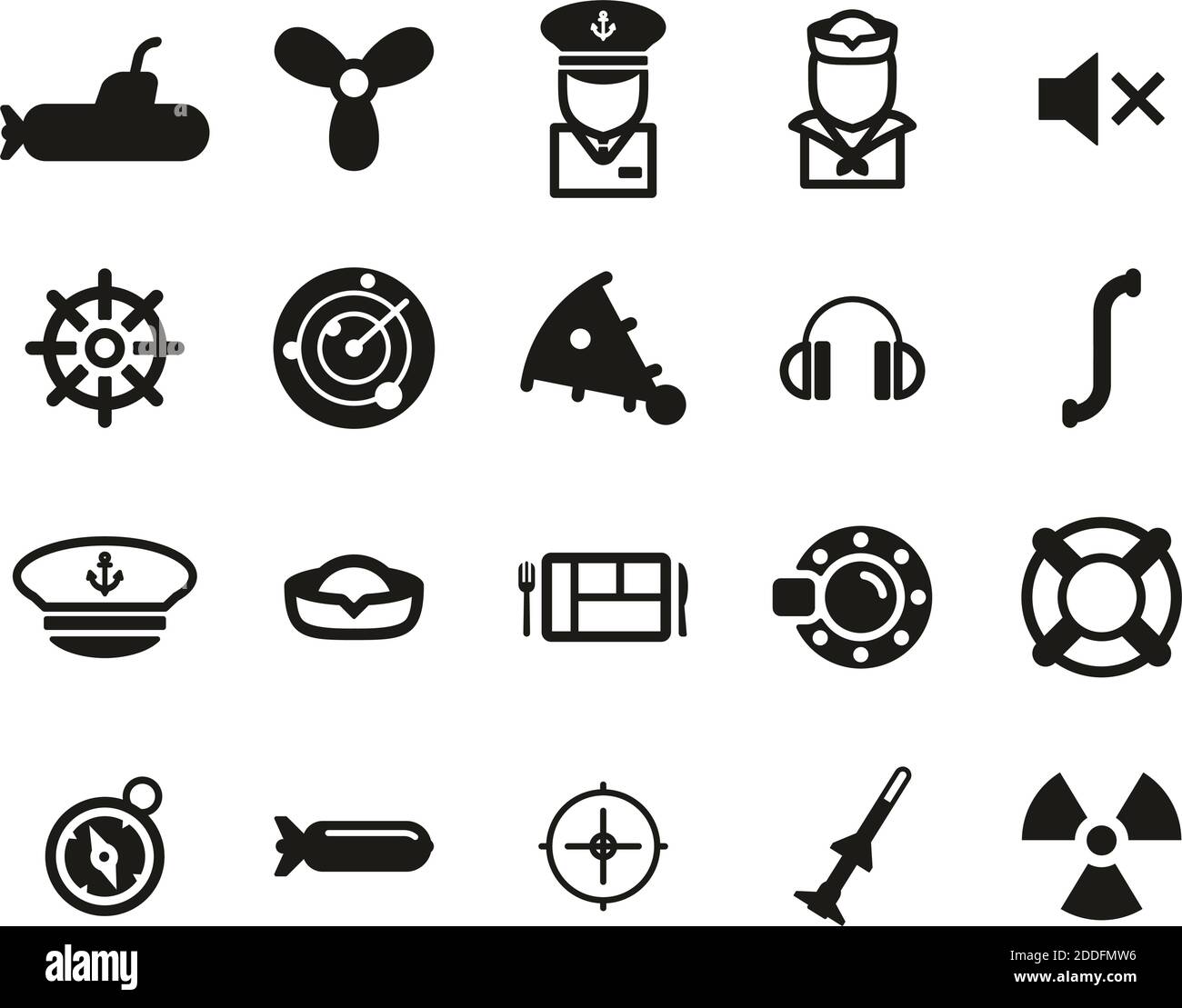 Submarine Icons Black & White Set Big Stock Vector Image & Art - Alamy