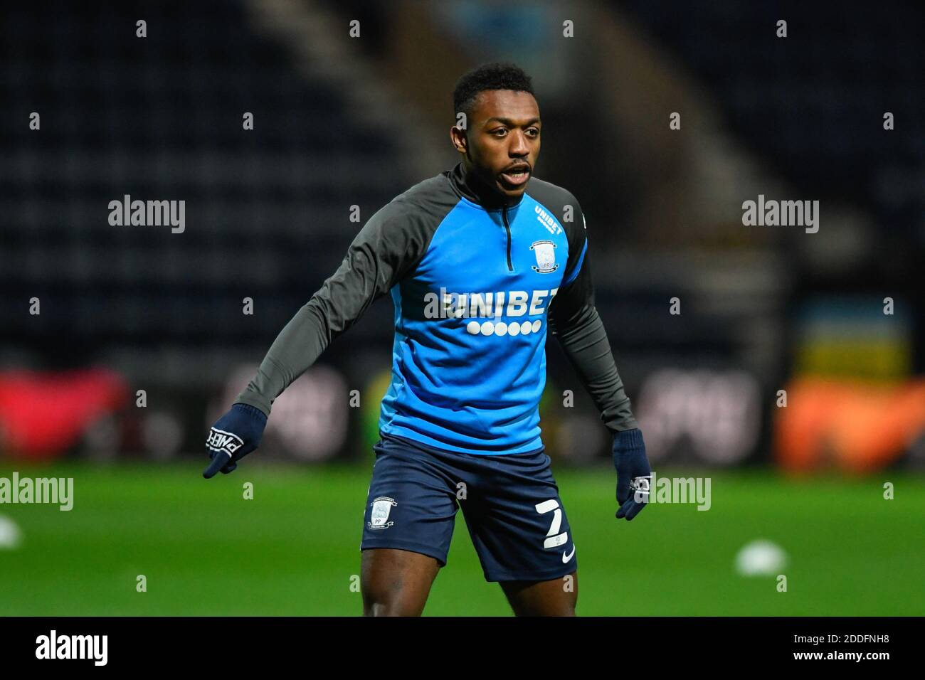 Darnell Fisher #2 of Preston North End warming up before the game Stock ...