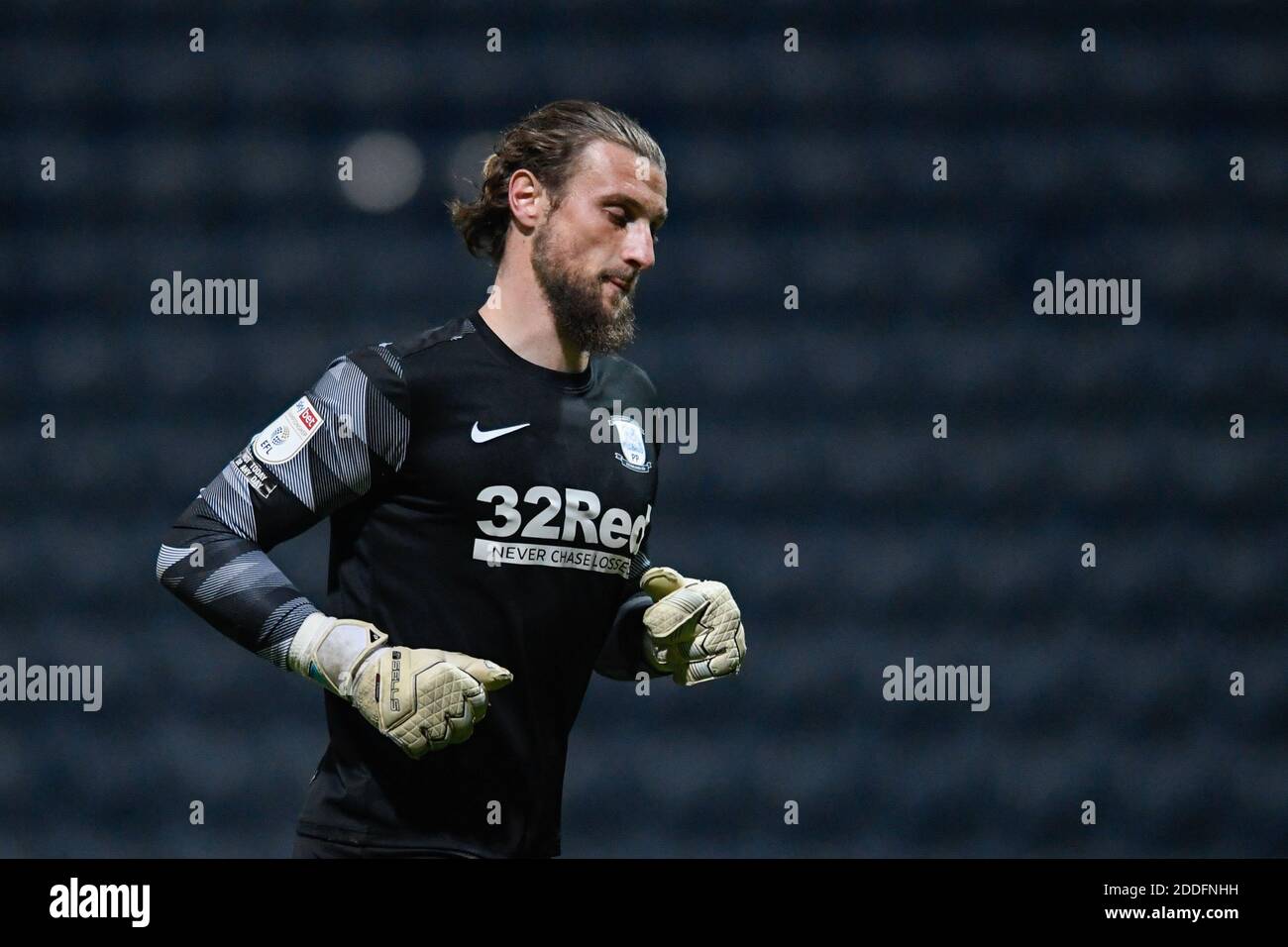 Declan Rudd #1 of Preston North End runs back to his goal Stock Photo ...